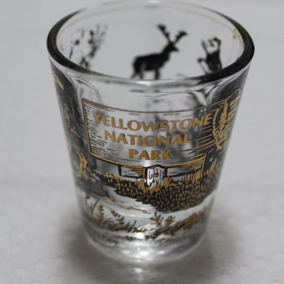 Accents | Vintage 196s 22k Gold Yellowstone National Park Shot Glass ...